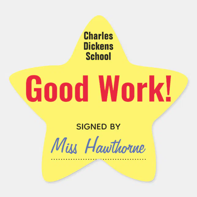 Good Work! Well done pupil at school Star Sticker | Zazzle