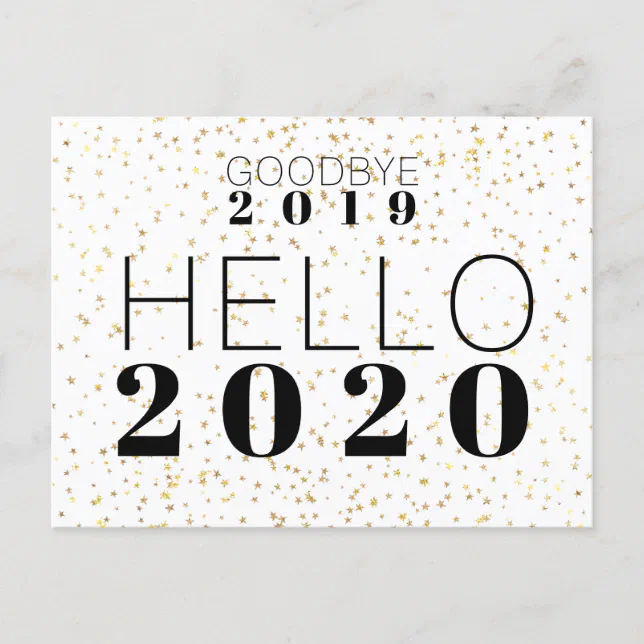 Goodbye 2019 Hello 2020 Happy New Year Confetti Holiday Postcard | Zazzle