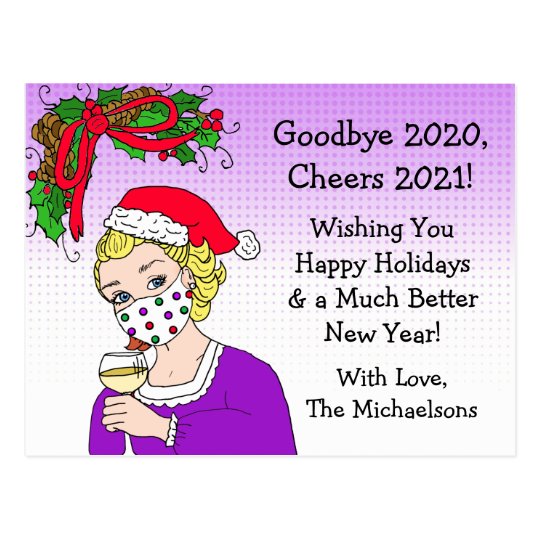 Goodbye 2020 Christmas Humor Funny Retro Lady Postcard | Zazzle.com