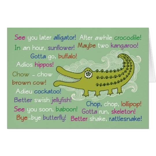 Goodbye and Good luck from Group, Alligator Card | Zazzle.com