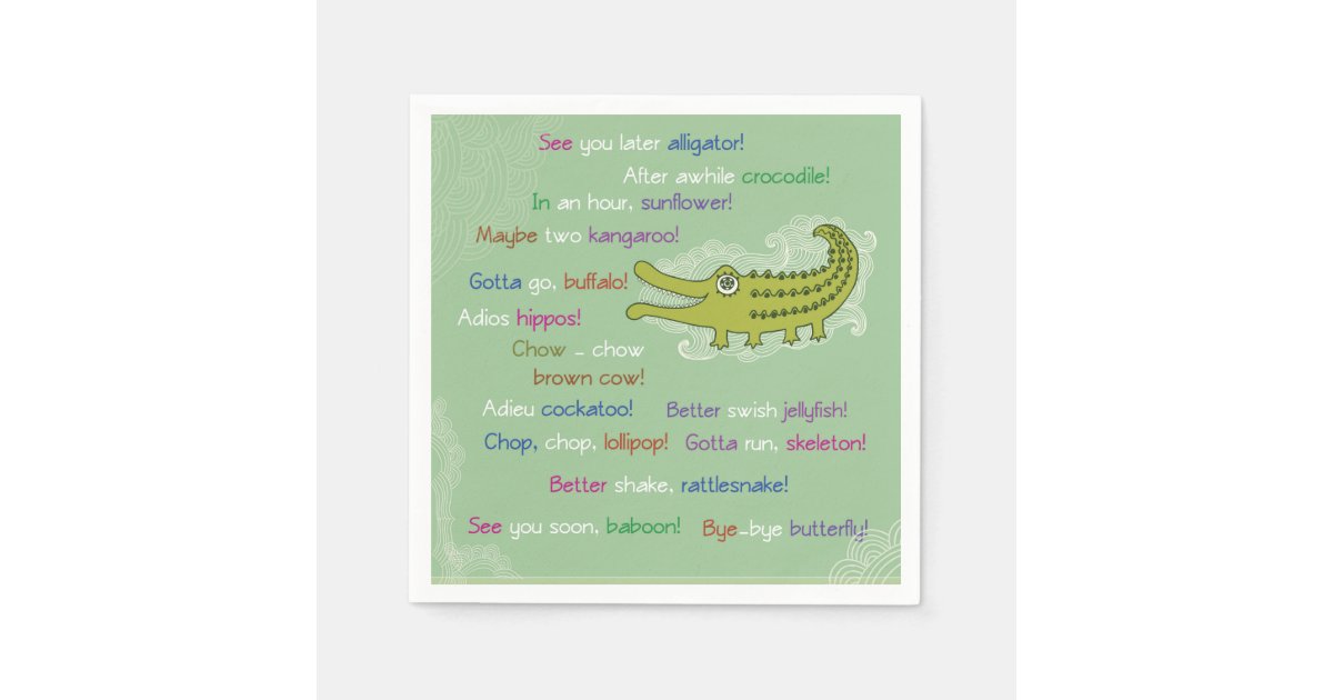 Goodbye and Good luck from Group, Alligator Napkins | Zazzle