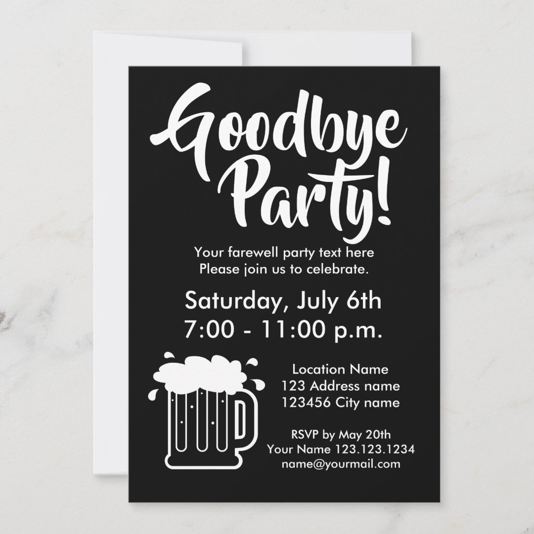 Goodbye farewell going away beer party invitations | Zazzle