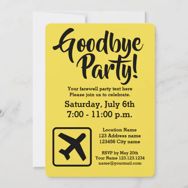 Goodbye farewell going away party invitations | Zazzle