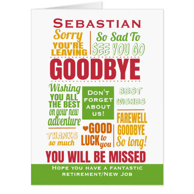 Goodbye Farewell Retirement Typography Card | Zazzle