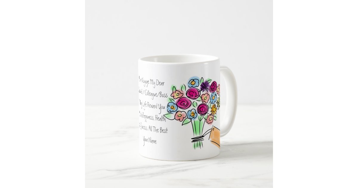 Goodbye Gift Personalized Flowers Woman Coffee Mug | Zazzle