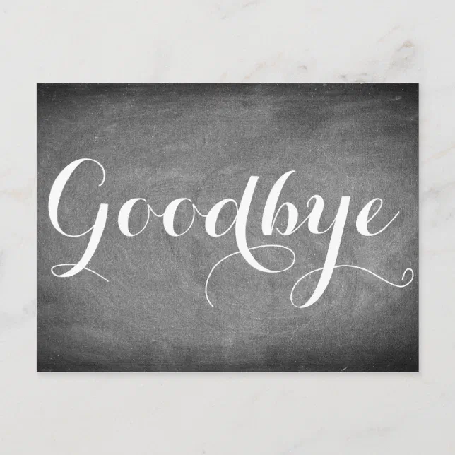 Goodbye Handwriting Typography Black White Postcard | Zazzle