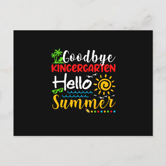 Goodbye Kindergarten Hello Summer Graduation Announcement Postcard | Zazzle