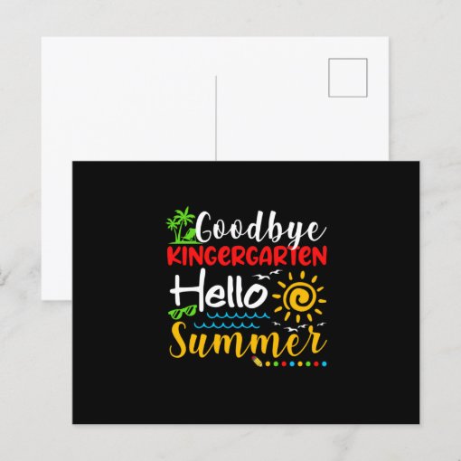 Goodbye Kindergarten Hello Summer Graduation Announcement Postcard | Zazzle