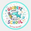 Goodbye Pool Hello School Shark Back To School Classic Round Sticker ...