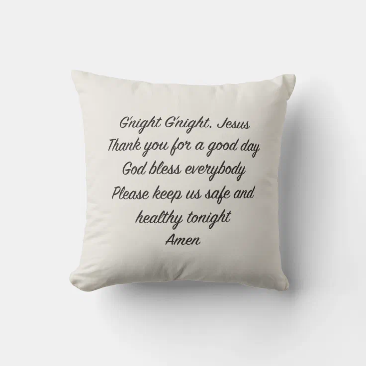 Goodnight Prayer Throw Pillow | Zazzle