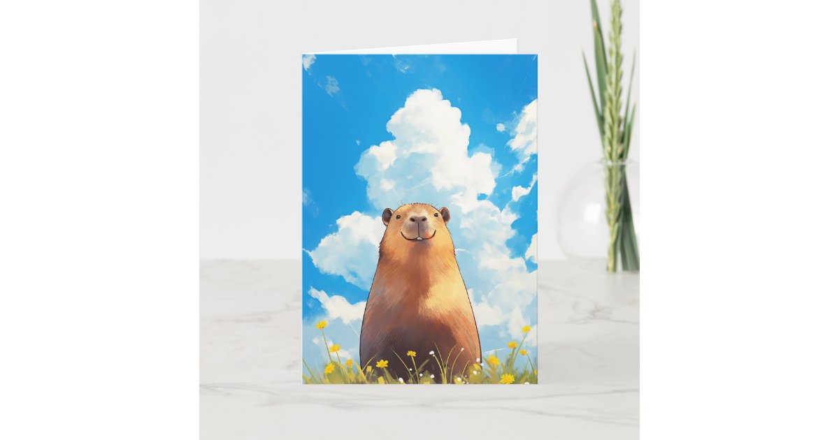 Goofy Capybara Smile Card | Zazzle