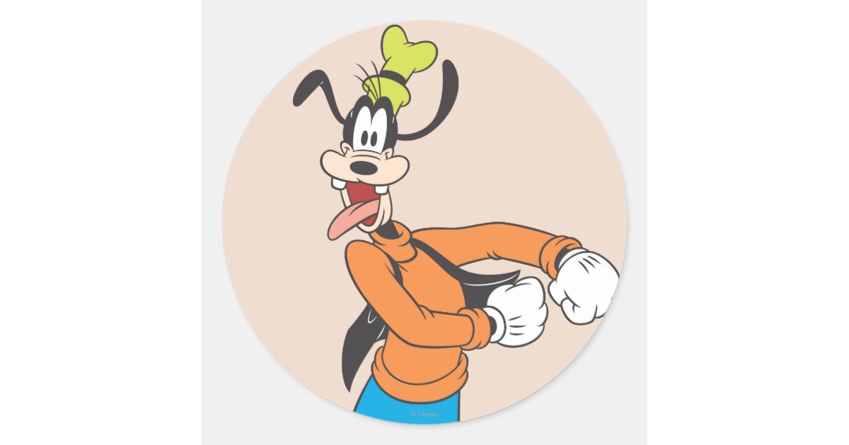 Goofy | Excited Classic Round Sticker | Zazzle