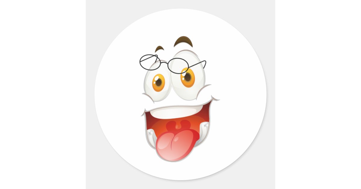 Goofy Funny Face Classic Round Sticker | Zazzle