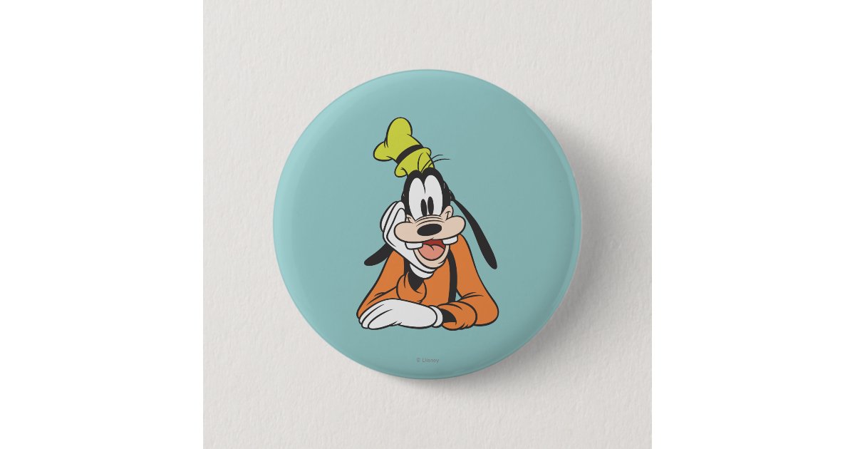 Goofy | Hand on Chin Pinback Button | Zazzle