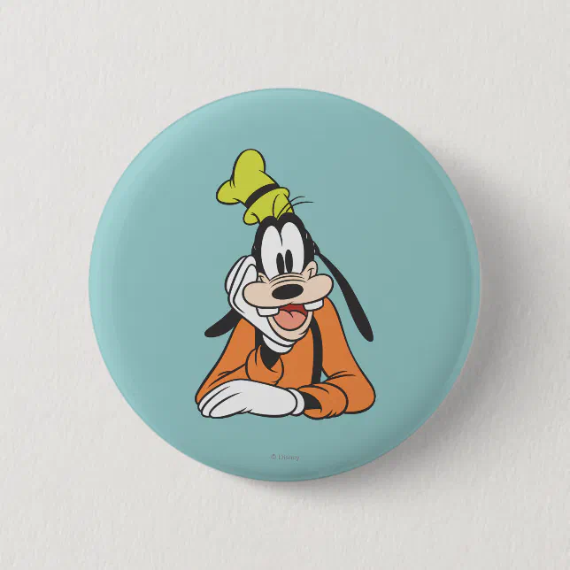 Goofy | Hand on Chin Pinback Button | Zazzle