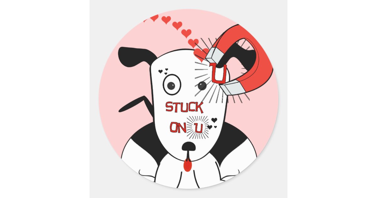 Goofy Magnet Stuck on Bull Terrier Classic Round Sticker | Zazzle