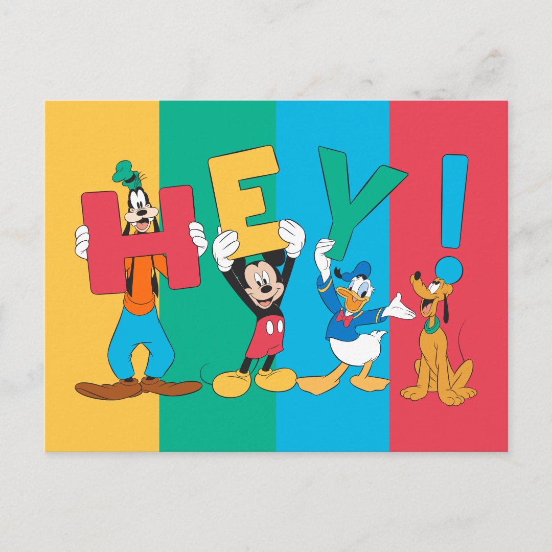 Goofy, Mickey, Donald, Pluto - Hey! Postcard | Zazzle