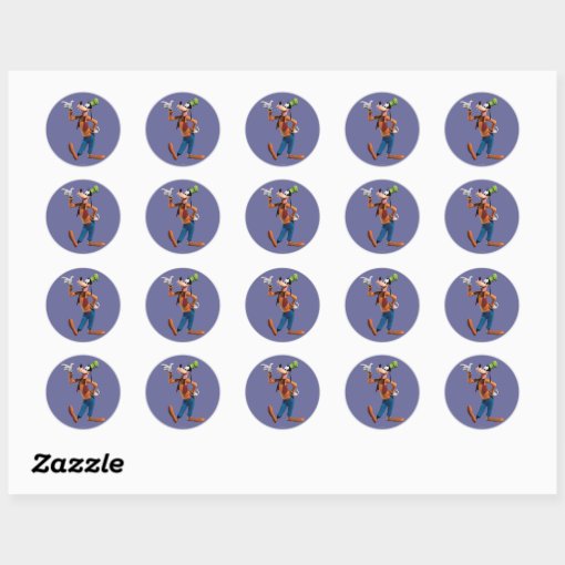 Goofy | Pointing Classic Round Sticker | Zazzle