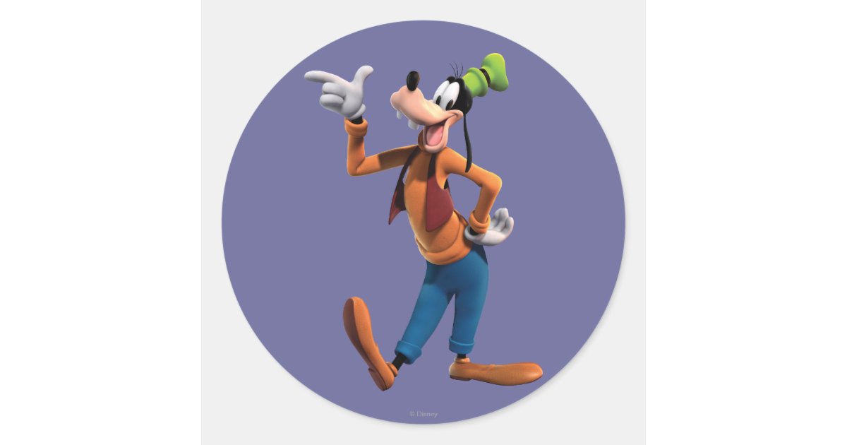 Goofy | Pointing Classic Round Sticker | Zazzle