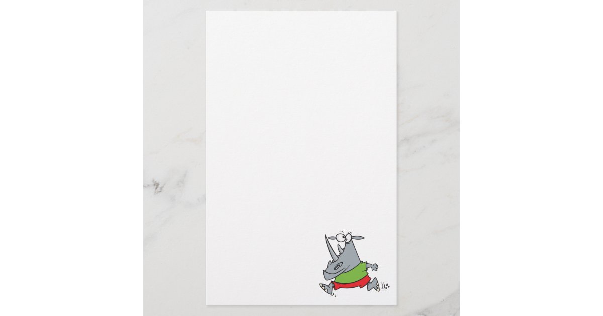 goofy running jogger rhino cartoon stationery | Zazzle