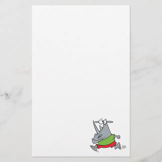 goofy running jogger rhino cartoon stationery | Zazzle