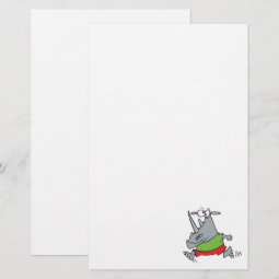 goofy running jogger rhino cartoon stationery | Zazzle
