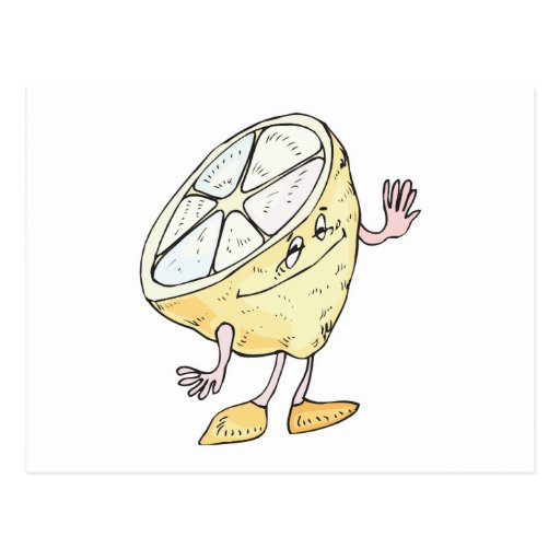 goofy silly lemon cartoon character postcard | Zazzle