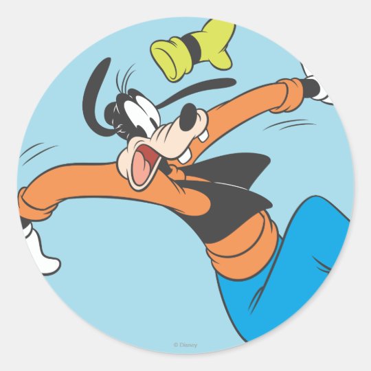 Goofy | Slipping Classic Round Sticker | Zazzle.com