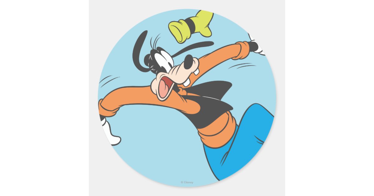 Goofy | Slipping Classic Round Sticker | Zazzle