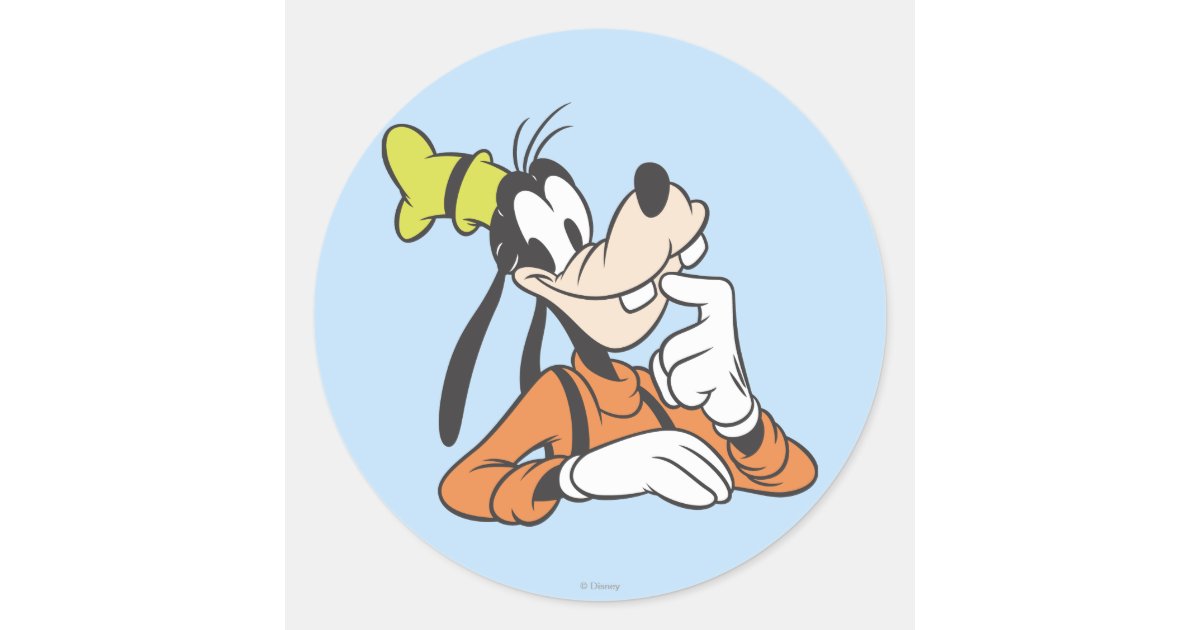 Goofy | Thinking Classic Round Sticker | Zazzle