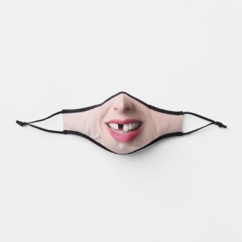 Goofy Woman's Smile With Missing Tooth Premium Face Mask | Zazzle