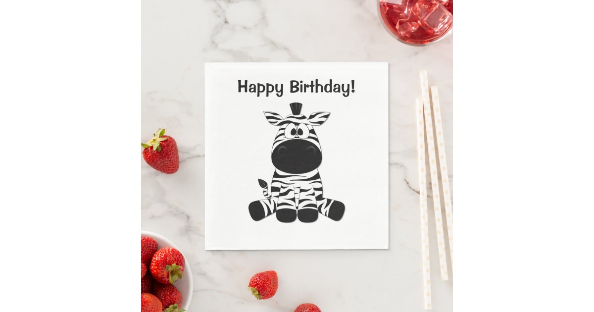 Goofy Zebra Happy Birthday Napkins | Zazzle