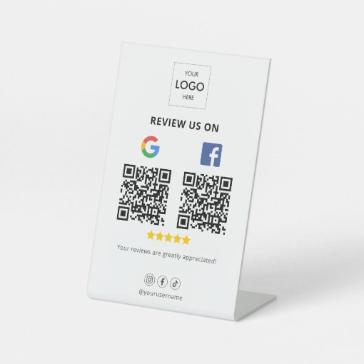 Google Facebook Review QR Code Pedestal Sign | Zazzle