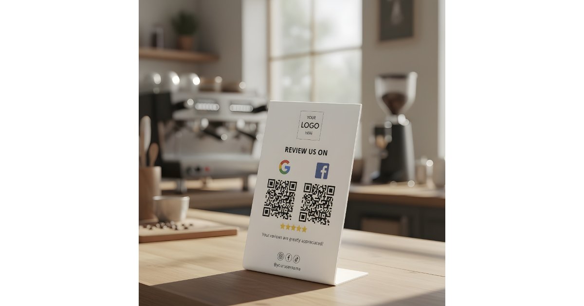 Google Facebook Review QR Code Pedestal Sign | Zazzle