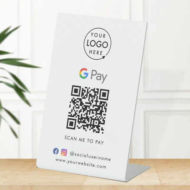 Google Pay QR Code | Contactless Payment Business Pedestal Sign | Zazzle