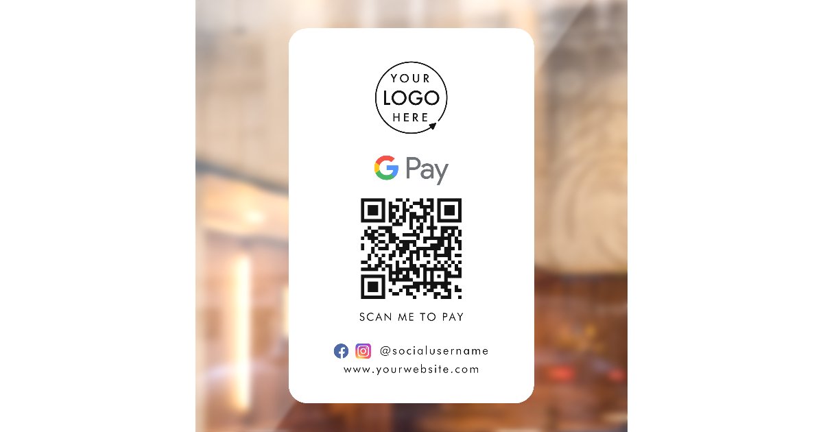 Google Pay QR Code | Contactless Payment Business Window Cling | Zazzle