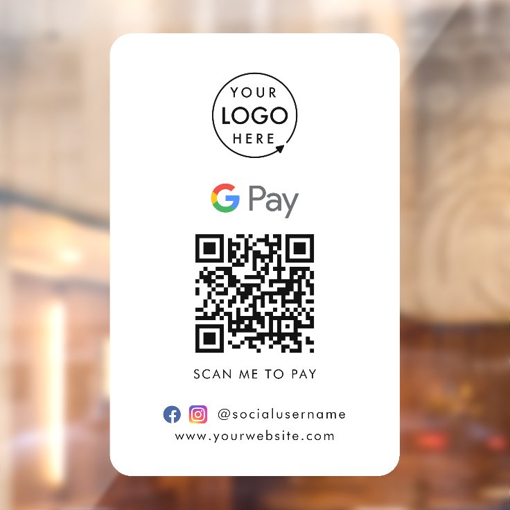 Google Pay QR Code | Contactless Payment Business Window Cling | Zazzle