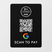 Google Pay QR Code Scan to Pay Modern Logo Black Window Cling | Zazzle