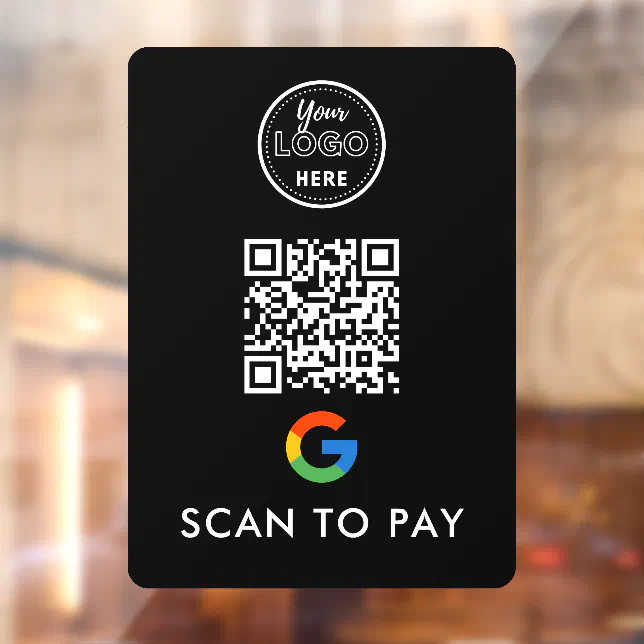 Google Pay QR Code Scan to Pay Modern Logo Black Window Cling | Zazzle
