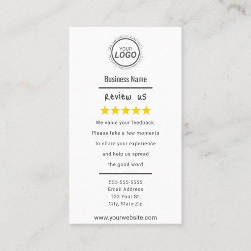 Google Review Business Card Template | Zazzle