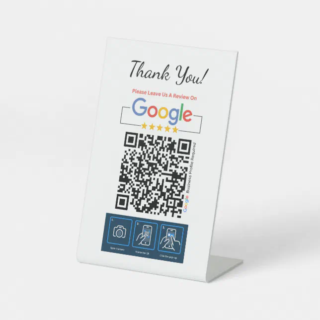 Google Review Card Pedestal Sign With QR Code | Zazzle