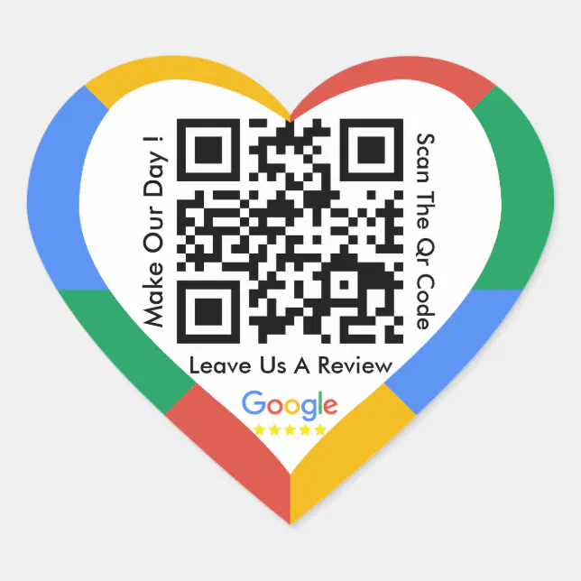 Google Review Link QR Code Heart Sticker | Zazzle
