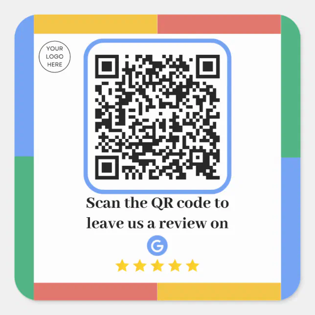 Google Review Link QR Code | Review us on Google Square Sticker | Zazzle