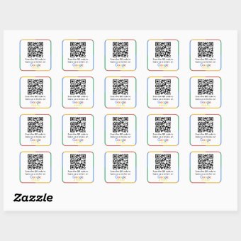 Google Review Link QR Code Square Sticker | Zazzle