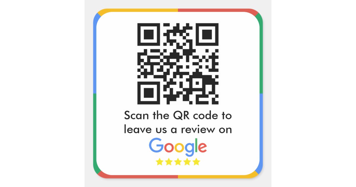 Google Review Link QR Code Square Sticker Zazzle Google Review Link QR Code Square Sticker Zazzle