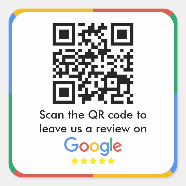 Google Review Link QR Code Square Sticker | Zazzle
