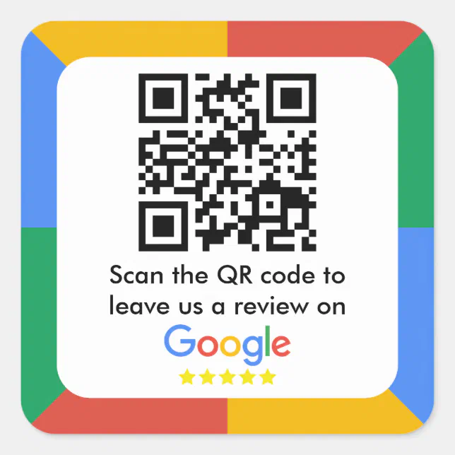 Google Review Link QR Code Square Sticker | Zazzle Google Review Link QR Code Square Sticker | Zazzle