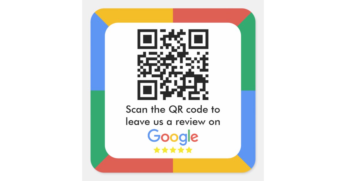 Google Review Link QR Code Square Sticker | Zazzle