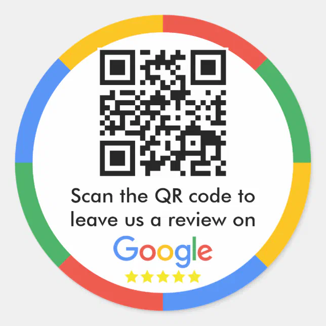 Google Review QR Code Classic Round Sticker | Zazzle