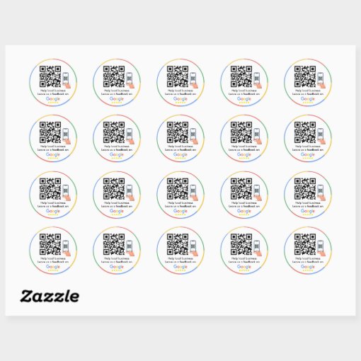 Google Review QR Code Classic Round Sticker | Zazzle